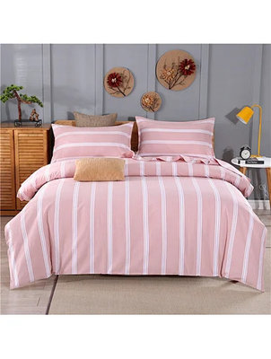 100% Cotton Woven Bedroom Bedding Set Customized  Plied Yarn