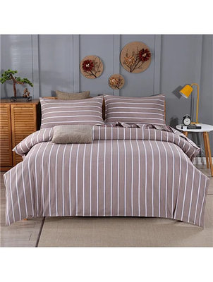 100% Cotton Woven Bedroom Bedding Set Customized  Plied Yarn
