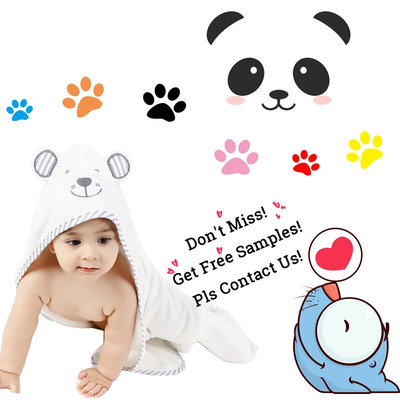 Custom Cartoon Animal Pattern Kids Bath Towels Bamboo Hooded