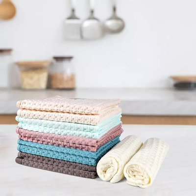 Custom 100% Cotton Waffle Embroidery Kitchen Wiper Cloth Eco Friendly