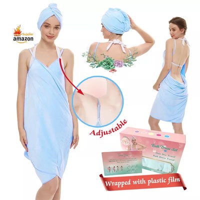 Ladies Girl Microfibre Head Wrap Bathroom Two Piece Set Super Absorbent Fast Drying