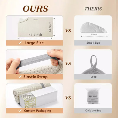 Super Absorbent Hair Drying Towels Rectangle Customizable Logo Microfiber