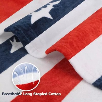 Custom Logo Print Cotton Beach Towel Oversized Colorful Stripe Organic Cotton Bay Towels