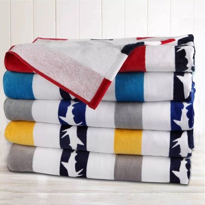 Custom Logo Print Cotton Beach Towel Oversized Colorful Stripe Organic Cotton Bay Towels