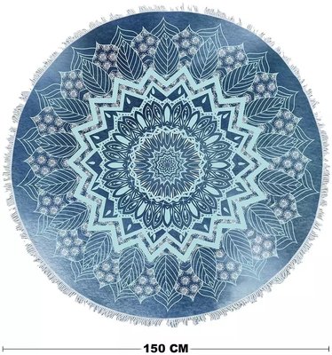 Printed Design Microfiber Beach Towel Sand Free Round With Tassels