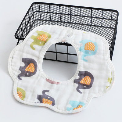 Wholesale custom washable printed plain white cotton muslin bandana baby weaning towel organic bamboo bib