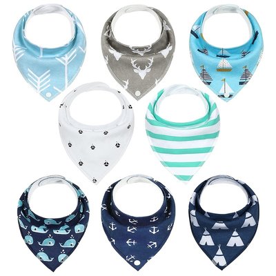 Quick Dry Cotton Baby Triangle Dribble Bibs Multiple Color Super Soft