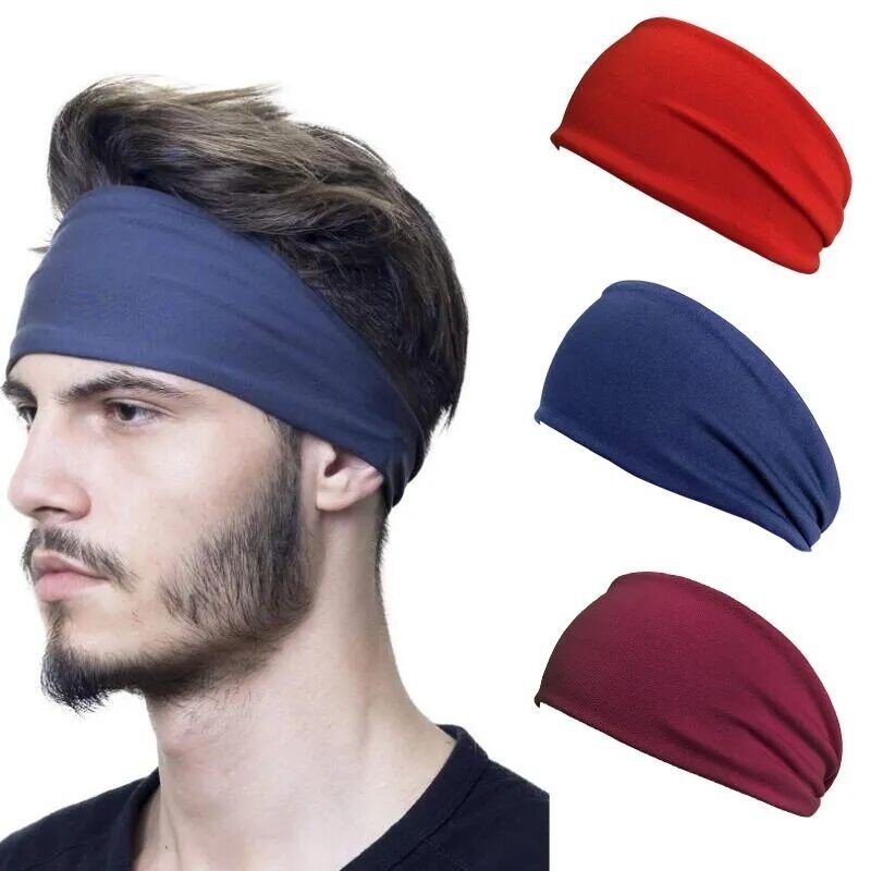 Running fitness headband stretch polyester turban solid color headband yoga sweat band