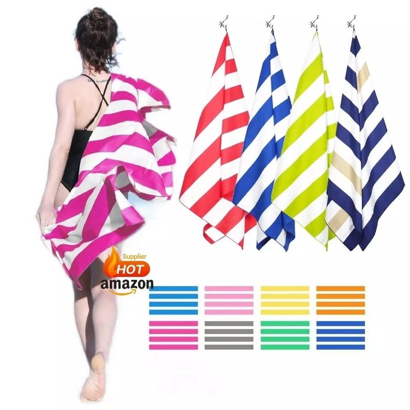Super Absorbent Soft Striped Bath Towel 70*140cm Cotton Microfiber Swim Towel