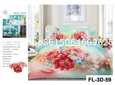 3D Reactive Printed Sheet Set Cotton Bedsheet