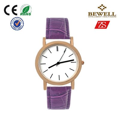 OEM / ODM Alloy Quartz Movt Watches With Purple Leather Band