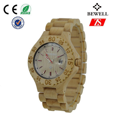 Japan Movt Bamboo Quartz Wrist Watch Waterproof , Ladies Wooden Watch