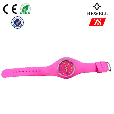 Multifunction Pink Silicone Wrist Watch , Silicone Bracelet Watches