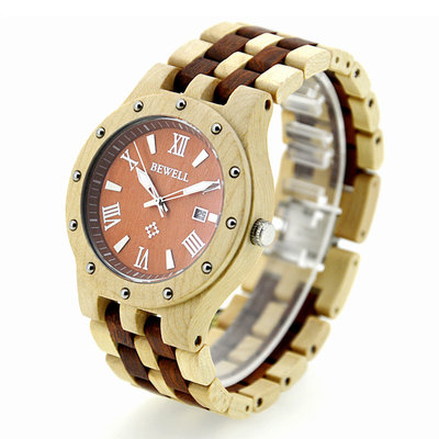Miyota Movment Bamboo Wood And Metal Watch Waterproof CE ROHS FSC