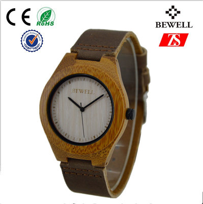 Quartz Wood And Leather Watches For Woman , Tense Wooden Watch