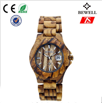 Natural Bamboo Wrist Watch With Wood Case Back , Sandalwood Watch