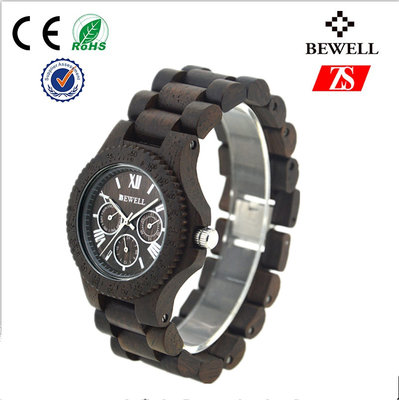 Black Sandalwood / Wooden Wrist Watch For Men With Customized Logo