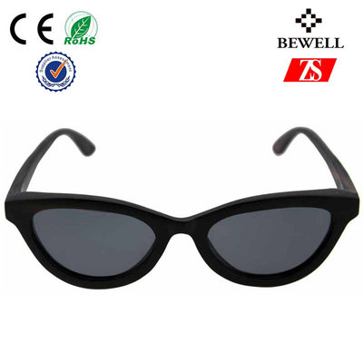 Polarized Wooden Sunglasses With Blue Lenses , Black Sandal Wood Sunglasses