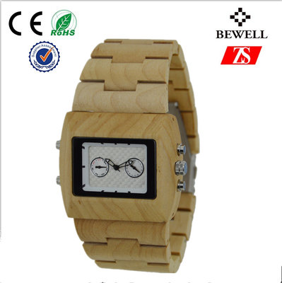 Luxury Men Wooden Watches With White Dial And Stainless Steel Crown