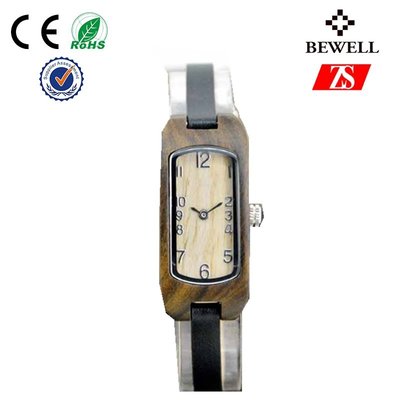 Hand Made Casual Wooden Watch With Leather Band , Wood Bracelet Watch