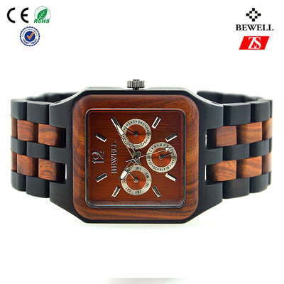 Casual Black And Red Sandalweood Wooden Mens Watch With 1 Year Warranty