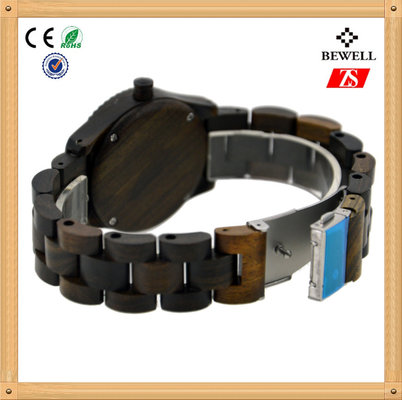 Ladies Bracelet Wooden Wristwatch , Japanese Movement Black Wood Watch