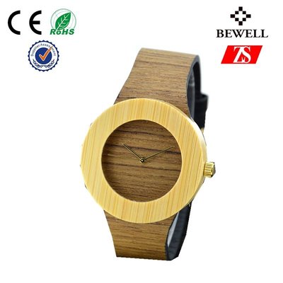 Unisex Natural Wooden Watch With Leather Band And Japanese Battery