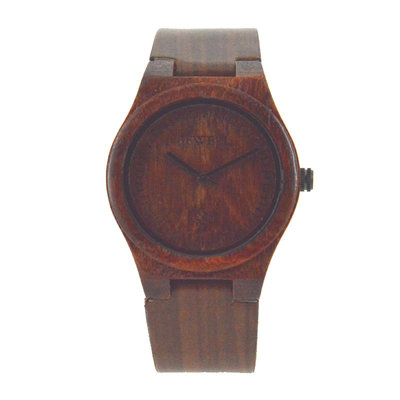 OEM Elegant Men Quartz Wood Watch Mineral Glass With Leather Strap