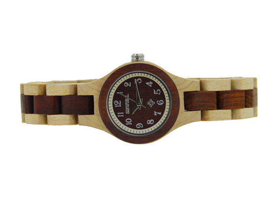 Small Size Maple & Sandalwood Womens Wooden Watches With Japanese Movement