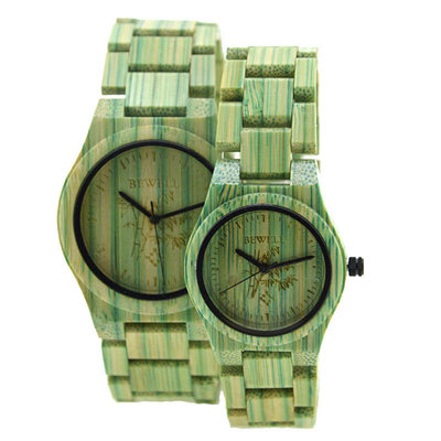 Waterproof Green Bamboo Quartz Watch Bamboo Wrist Watch For Couples Life