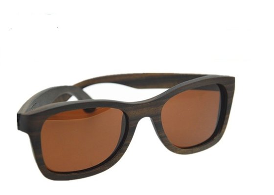 Brown Polarized Lens Unisex Sunglasses With Wood Frame , CE And FDA Certificate