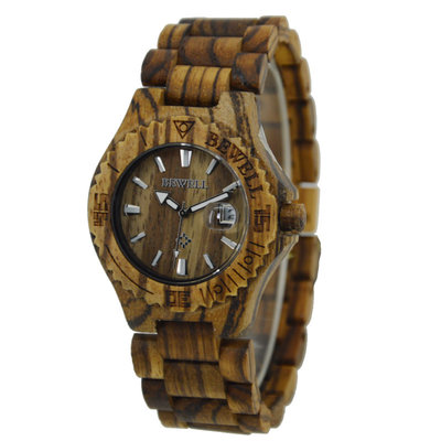 Zebra Wood Wooden Wrist Watch Unisex , Wooden Mens Watch Magnet Clasp