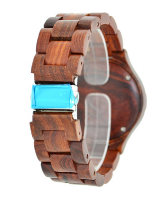 Solar Movement Red Sandawood Wooden Band Watch Fashion Mens Watch