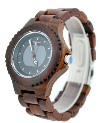 Solar Movement Red Sandawood Wooden Band Watch Fashion Mens Watch
