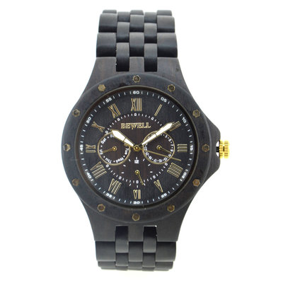 3 ATM water resistant Mens Quartz Wood Watch Japanese Movement