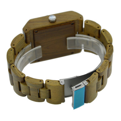 Green Sandalwood Men Wooden Watches With Double Calendar