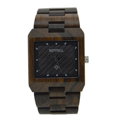 Square Case Men Wooden Watches Black Sandalwood Band Watch