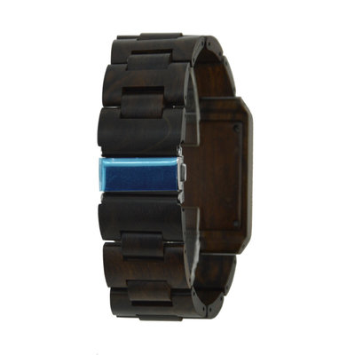 Square Case Men Wooden Watches Black Sandalwood Band Watch