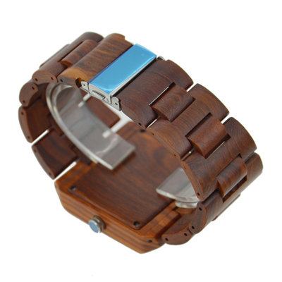 Handmade Square Case Red Sandalwood Watch for Lady In Simple Design