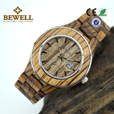 MAN Zebra wooden hand watch , Quartz digital wood watch Butterfly Buckle
