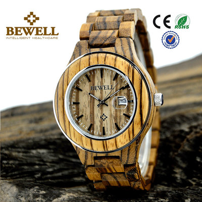 MAN Zebra wooden hand watch , Quartz digital wood watch Butterfly Buckle