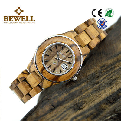 100% Natural ladies Wooden Wrist Watch With Double Round Zebra