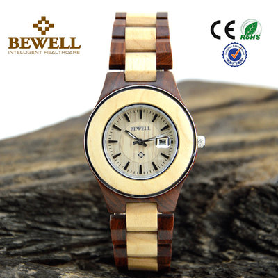 Red Sandalwood And Maple womens wooden watches , Convex Len Calendar Design