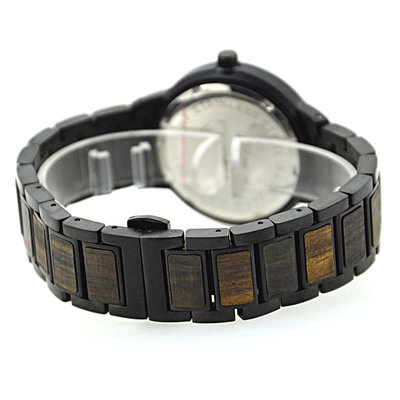 Personalized Black Sandalwood And stainless steel back watch FOR promotional
