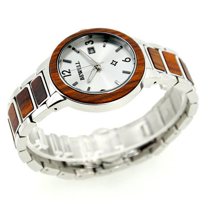 Red Sandalwood And Steel mens surf watches , creative wood and metal watch