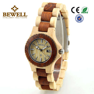 Quartz Female Wooden Watch , Natural Wood Bracelet Watch For Women
