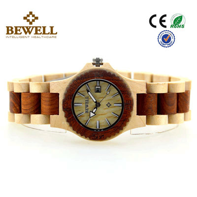BEWELL Luxury Quartz Ladies Wooden Watch With Japan Miyota 2015-3H Movement