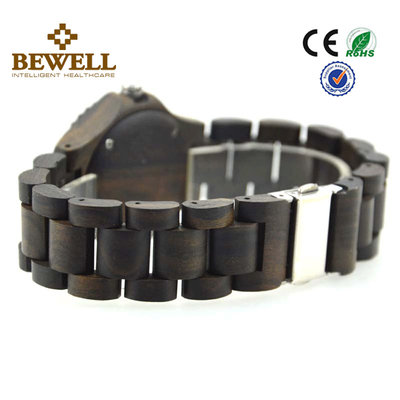 BEWELL Fashion Quartz Wood Watch , Black Sandalwood wood face watch