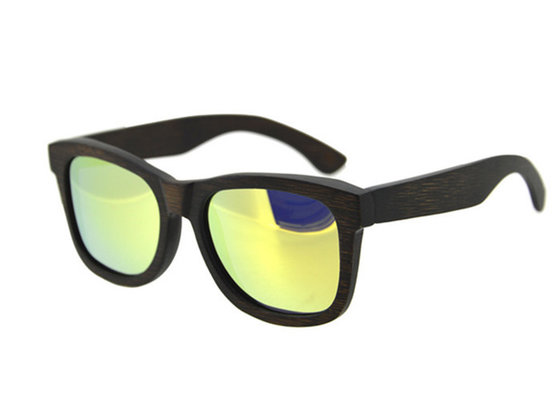 Bamboo Frame And Temple wood sunglasses men UV 400 Revo Yellow Lense