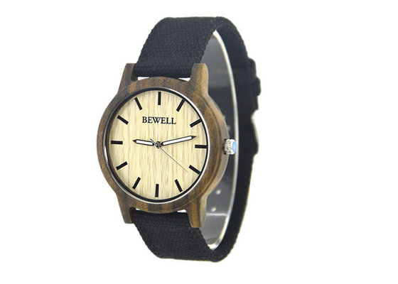 Water resistant quartz wooden watch with fabric strap oem service